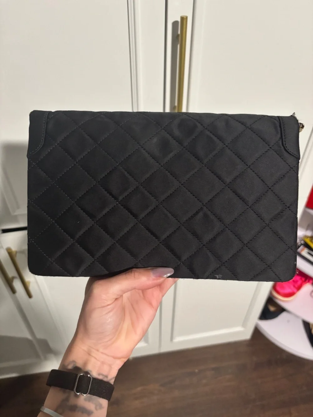 CHANEL | Bags | Vintage Authentic Chanel Satin Clutch With Rare Chain ...